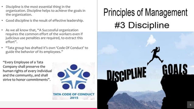 14 Principles of Management by Henry Fayol applied to Tata Group with ...