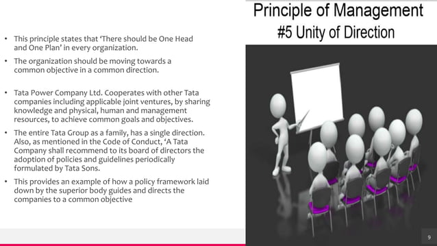 14 Principles of Management by Henry Fayol applied to Tata Group with ...