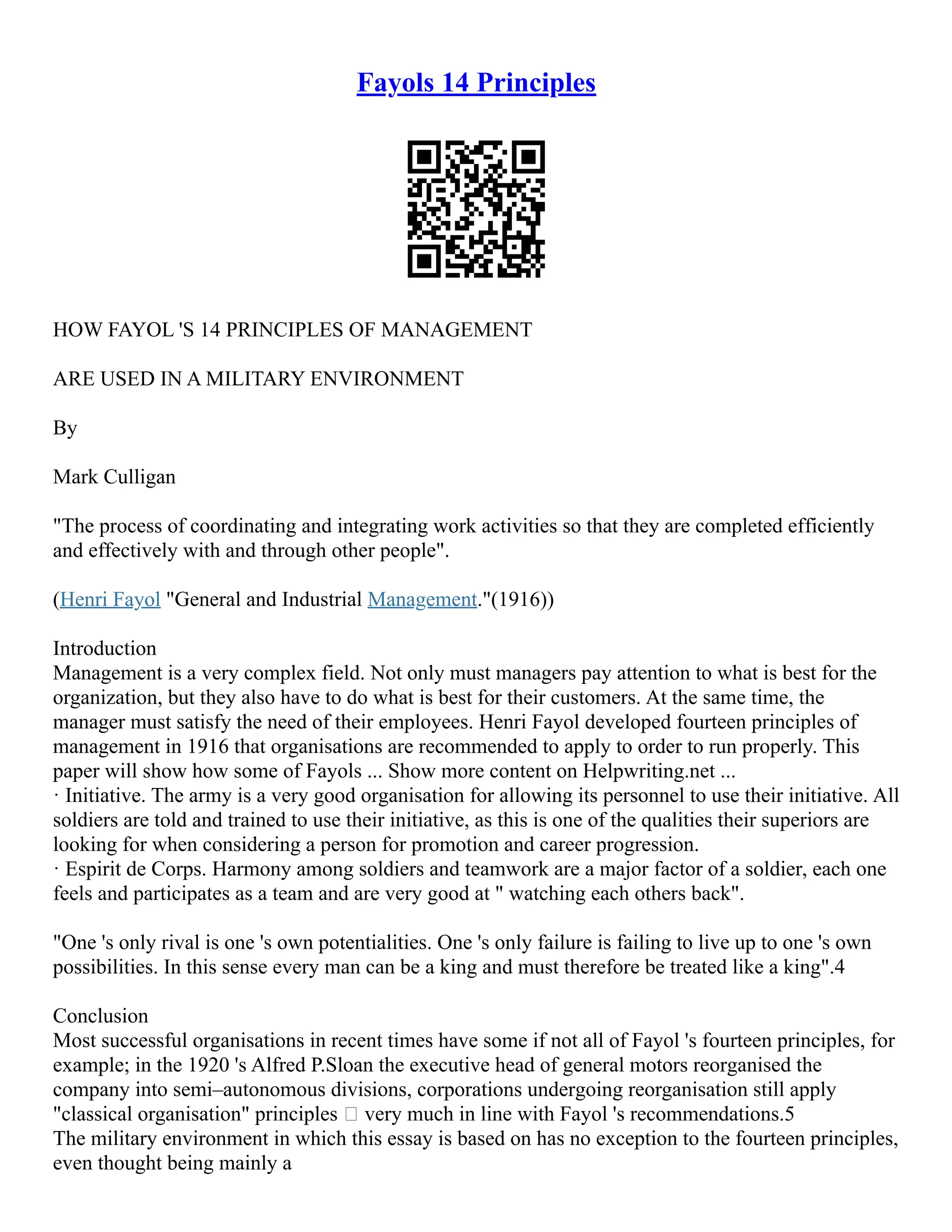 Henry Fayol Theories And Principles | PDF
