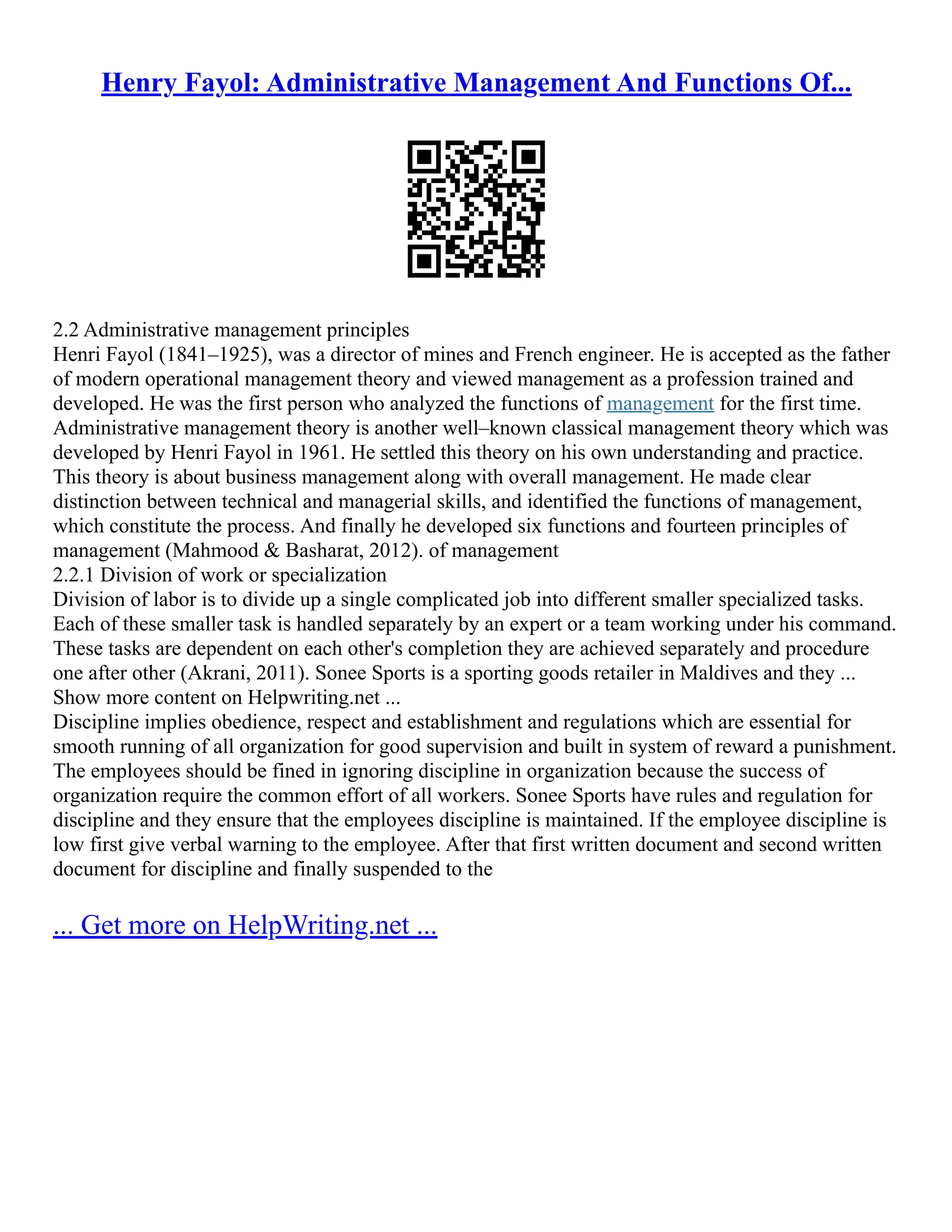 Henry Fayol Theories And Principles | PDF