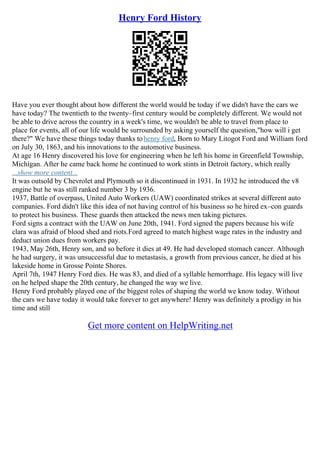 Henry Ford Essay | PDF