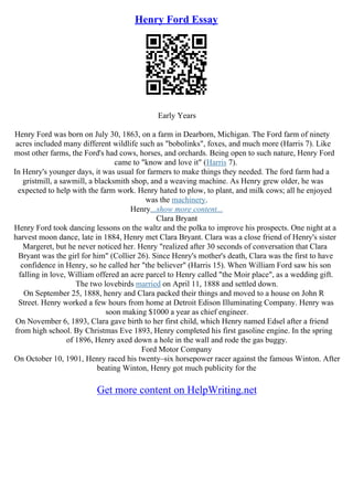 Henry Ford Essay | PDF