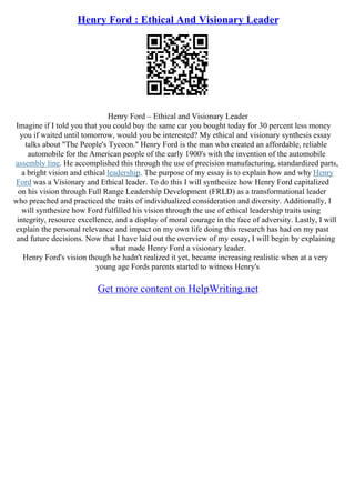 Henry Ford Essay | PDF
