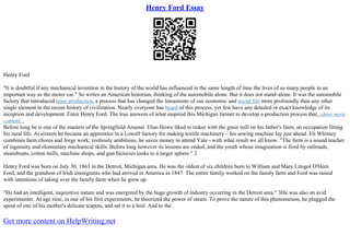 Henry Ford Paper | PPT