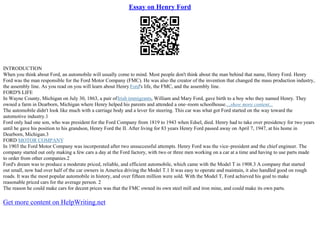 Henry Ford Paper | PPT