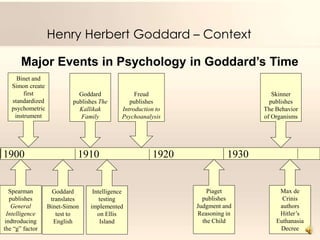 Henry goddard and the elimination of feeble mindedness | PPT
