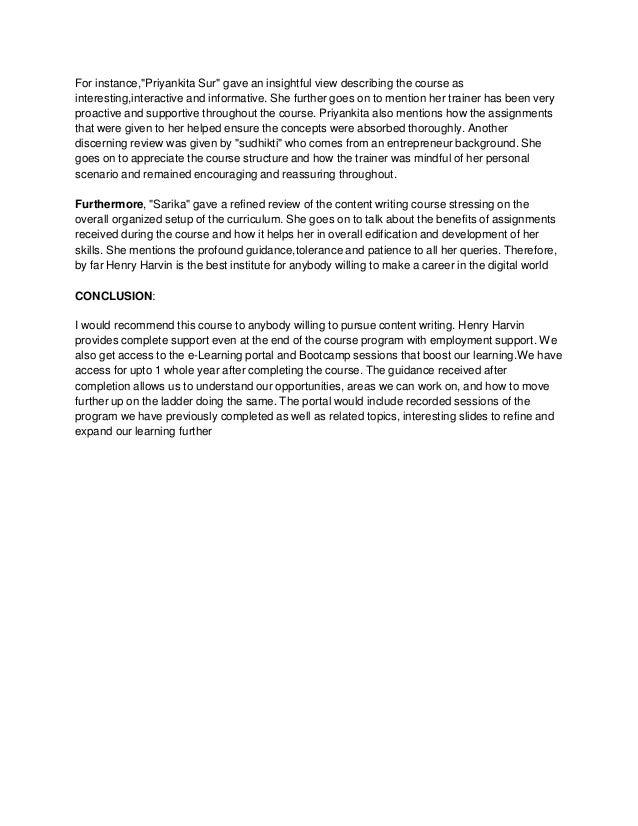 HENRY HARVIN CONTENT WRITING COURSE | PPT