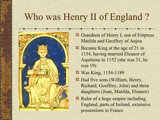Henry II the constitution of clarendon and thomas becket master | PPT