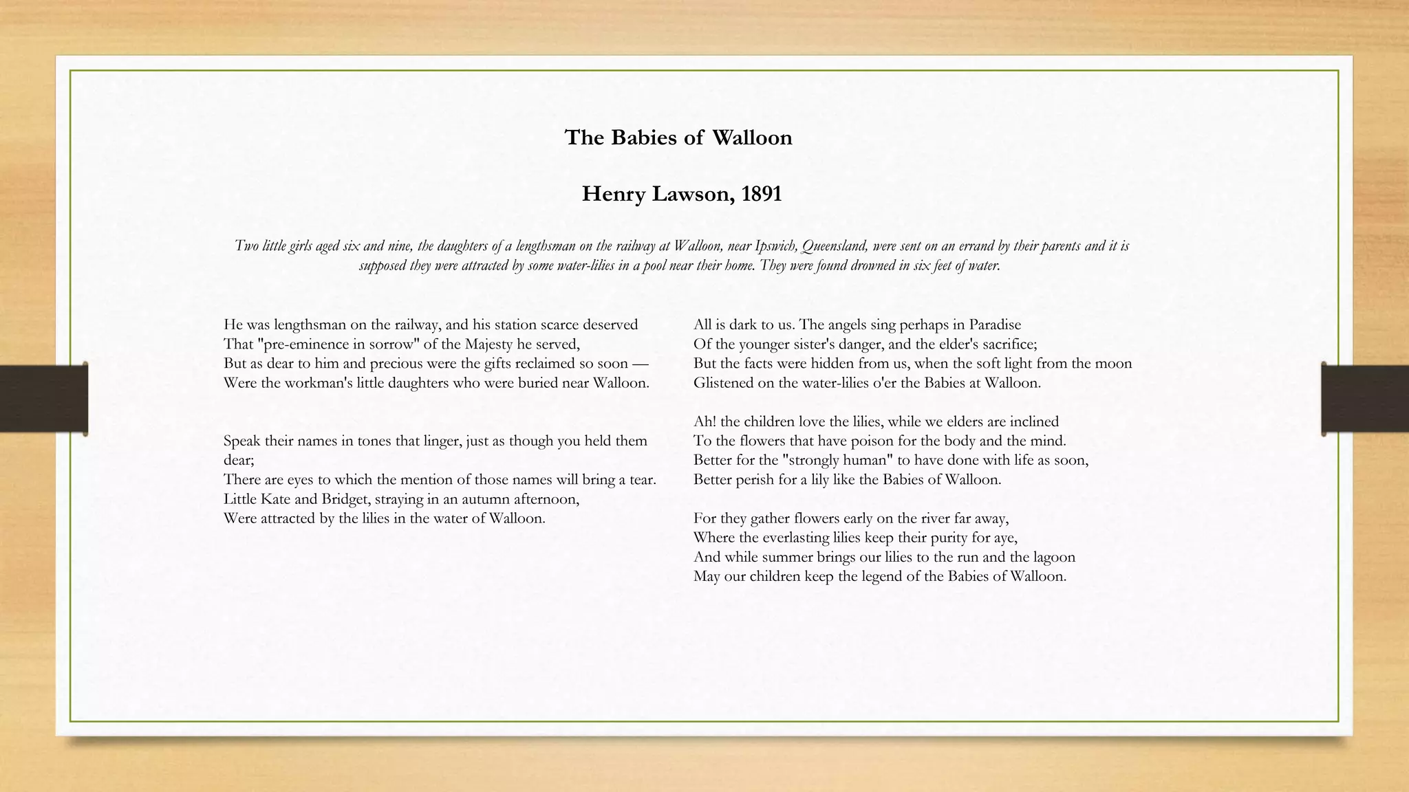 Henry lawson School Project | PPT