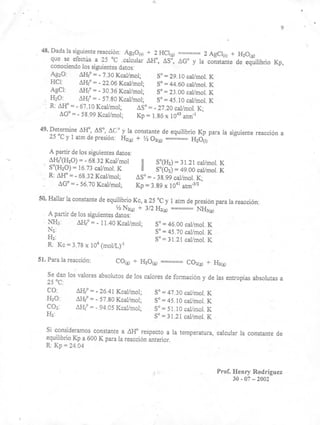 Henry Rodriguez, Tema 5, Problemario Termodinamica | PDF