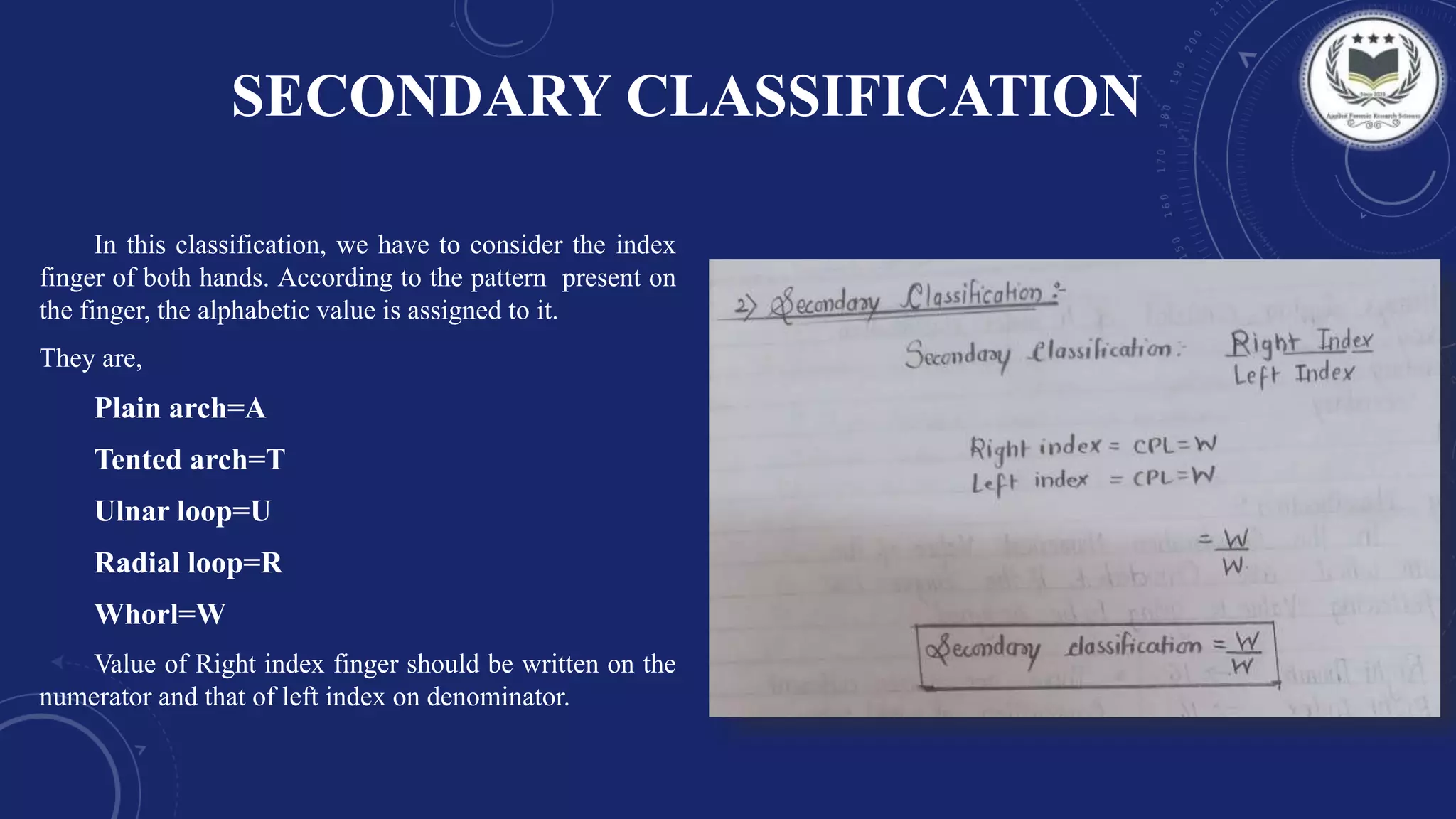 Henry’s 10 digit classification of fingerprint | PPTX