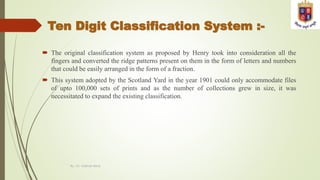 The Henry Classification system is a method used in fingerprint identification. | PDF