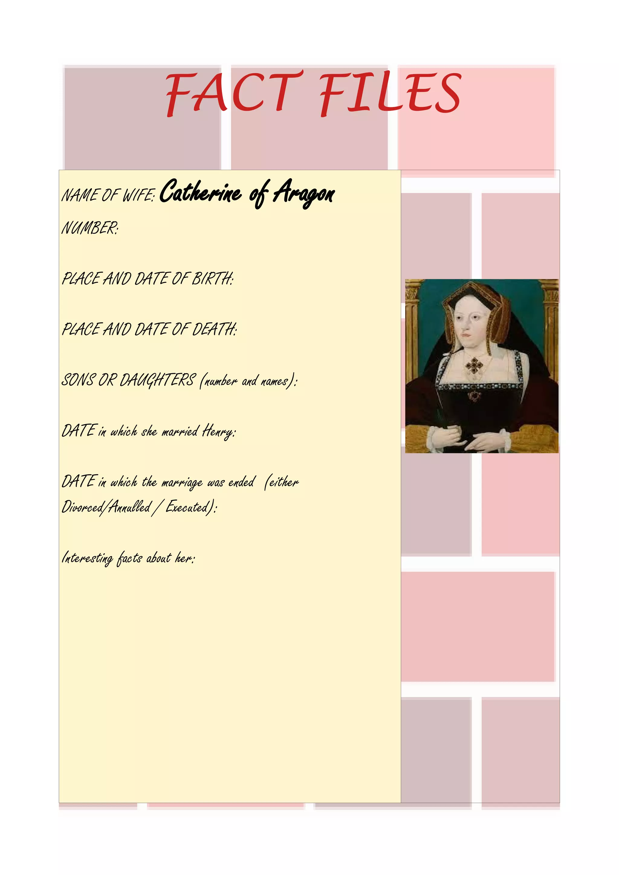 Henry VIII FACT-FILES ACTIVITIES | PDF
