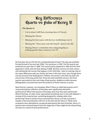 1600 Q1 of Shakespeare's Henry V: Badly Remembered or Strategically ...