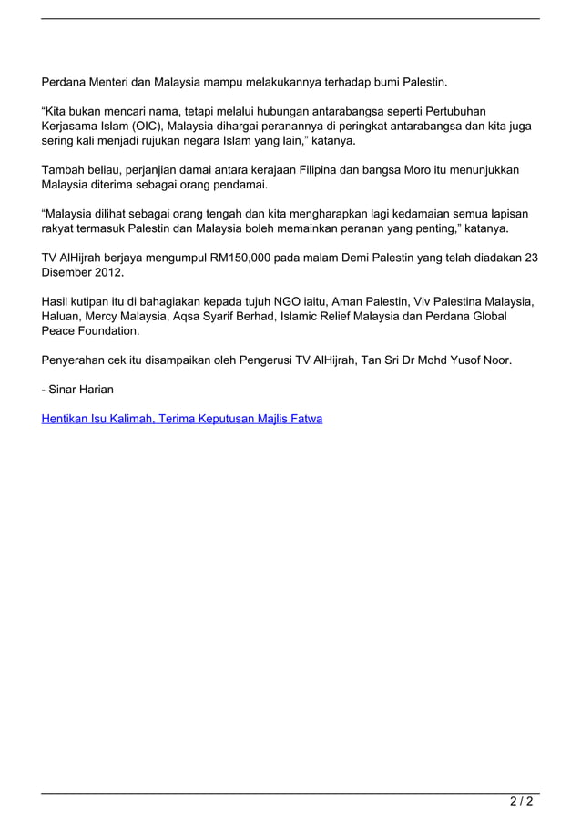 Hentikan Isu Kalimah, Terima Keputusan Majlis Fatwa | PDF