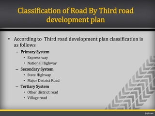 Importance and Classification of Road | PPTX
