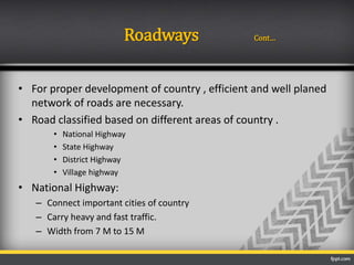 Importance and Classification of Road | PPTX