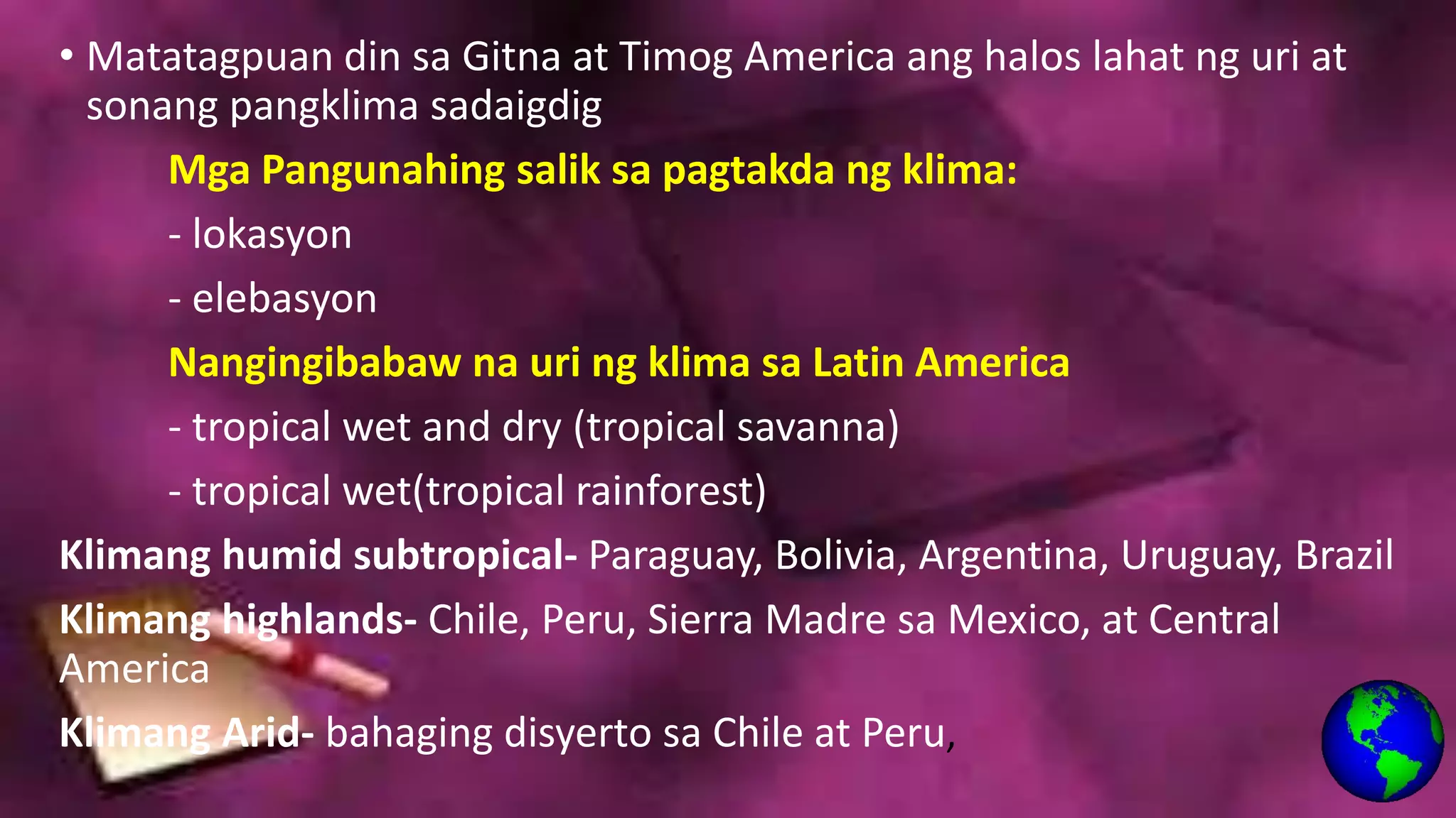 Heograpiya ng mesoamerica at timog america | PPTX