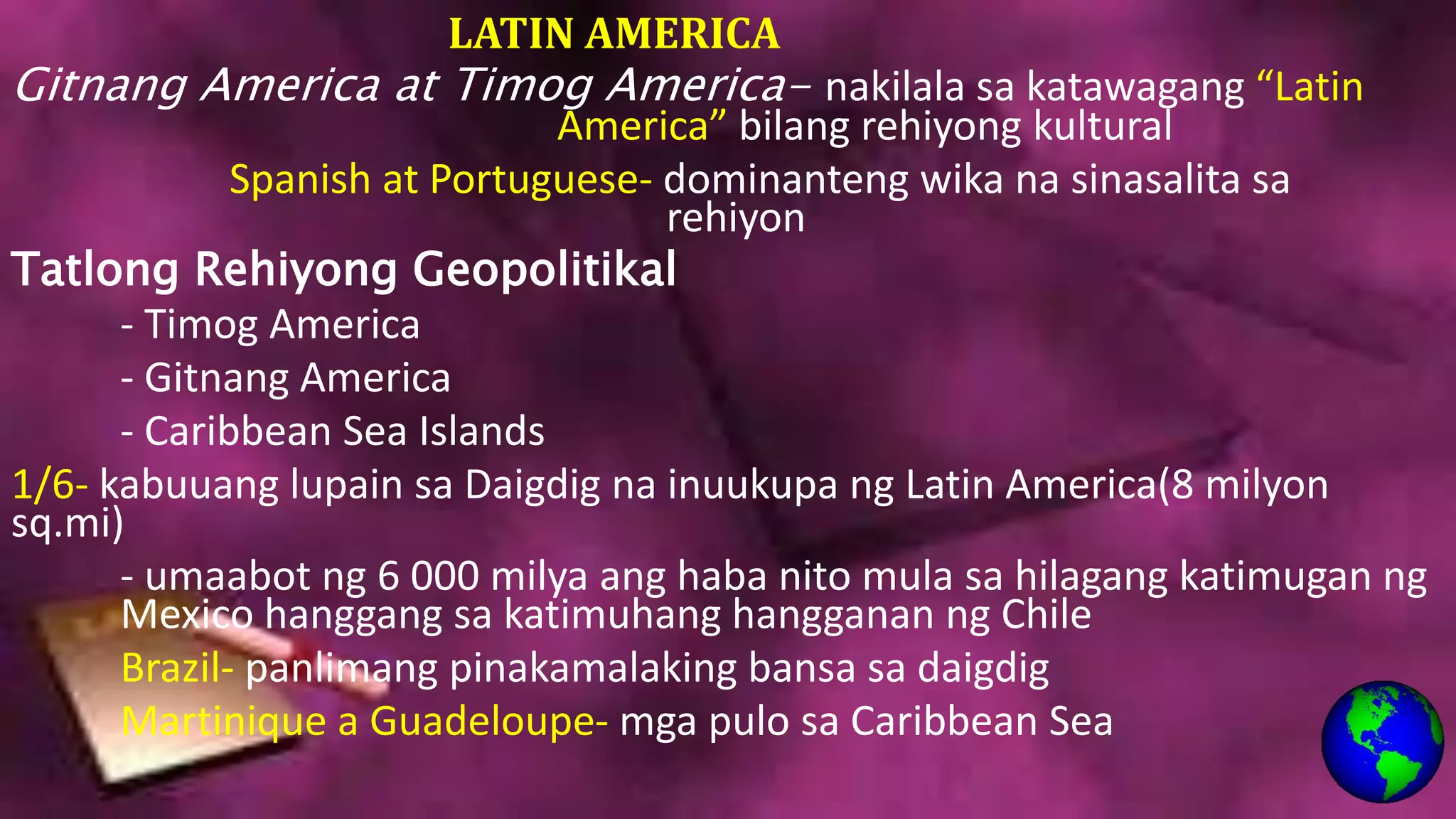 Heograpiya ng mesoamerica at timog america | PPTX