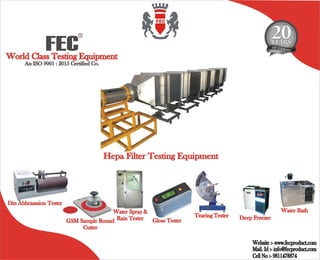 Testing/Manufacture/Hepa filter testing equipment