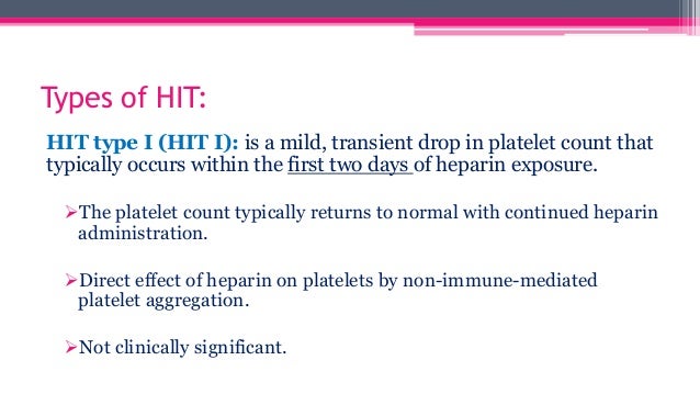 Heparin induced thrombocytopenia.