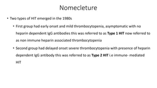 Heparin induced thrombocytopenia(hit) | PPTX
