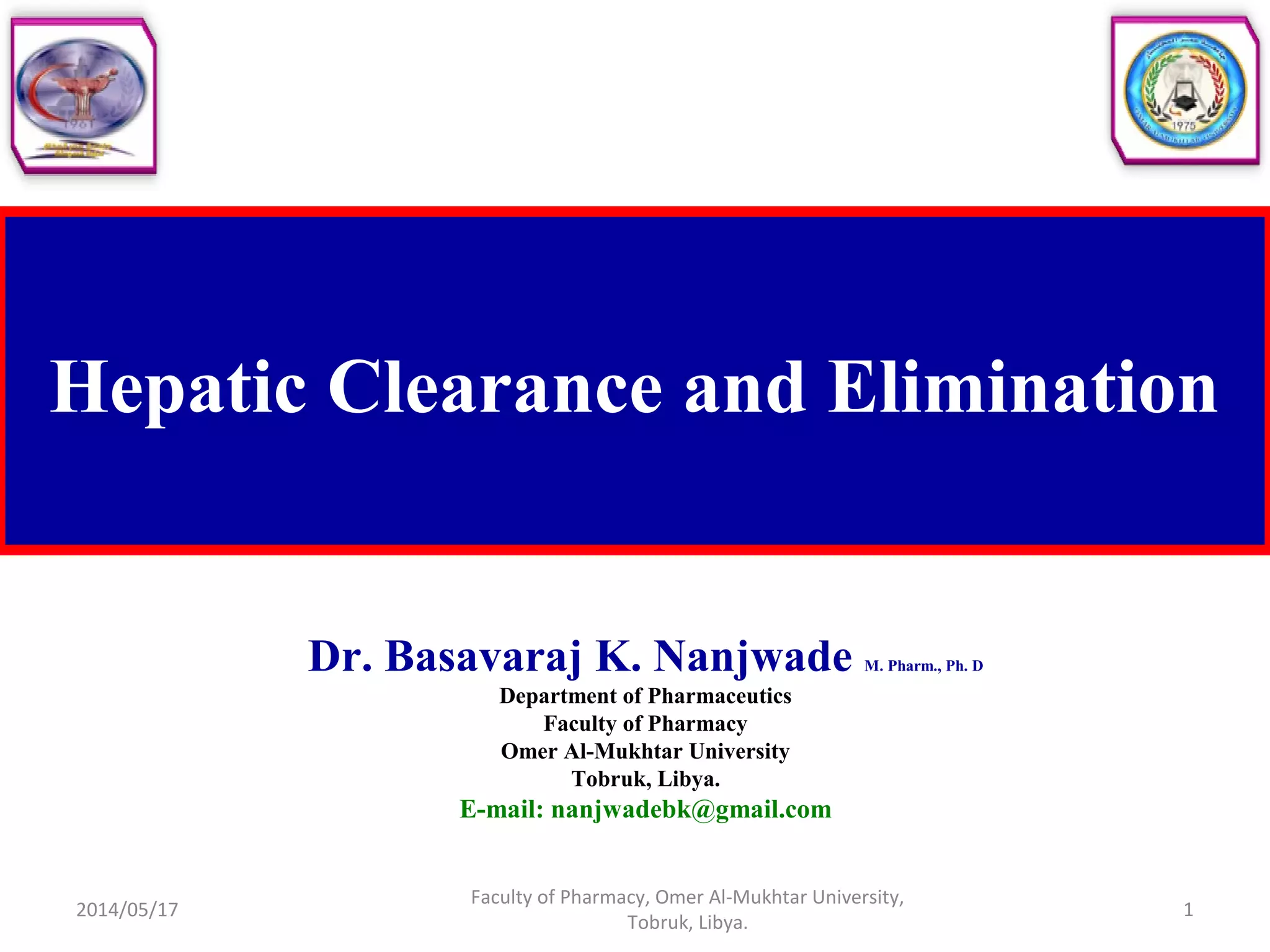 Hepatic clearance and elimination | PPT