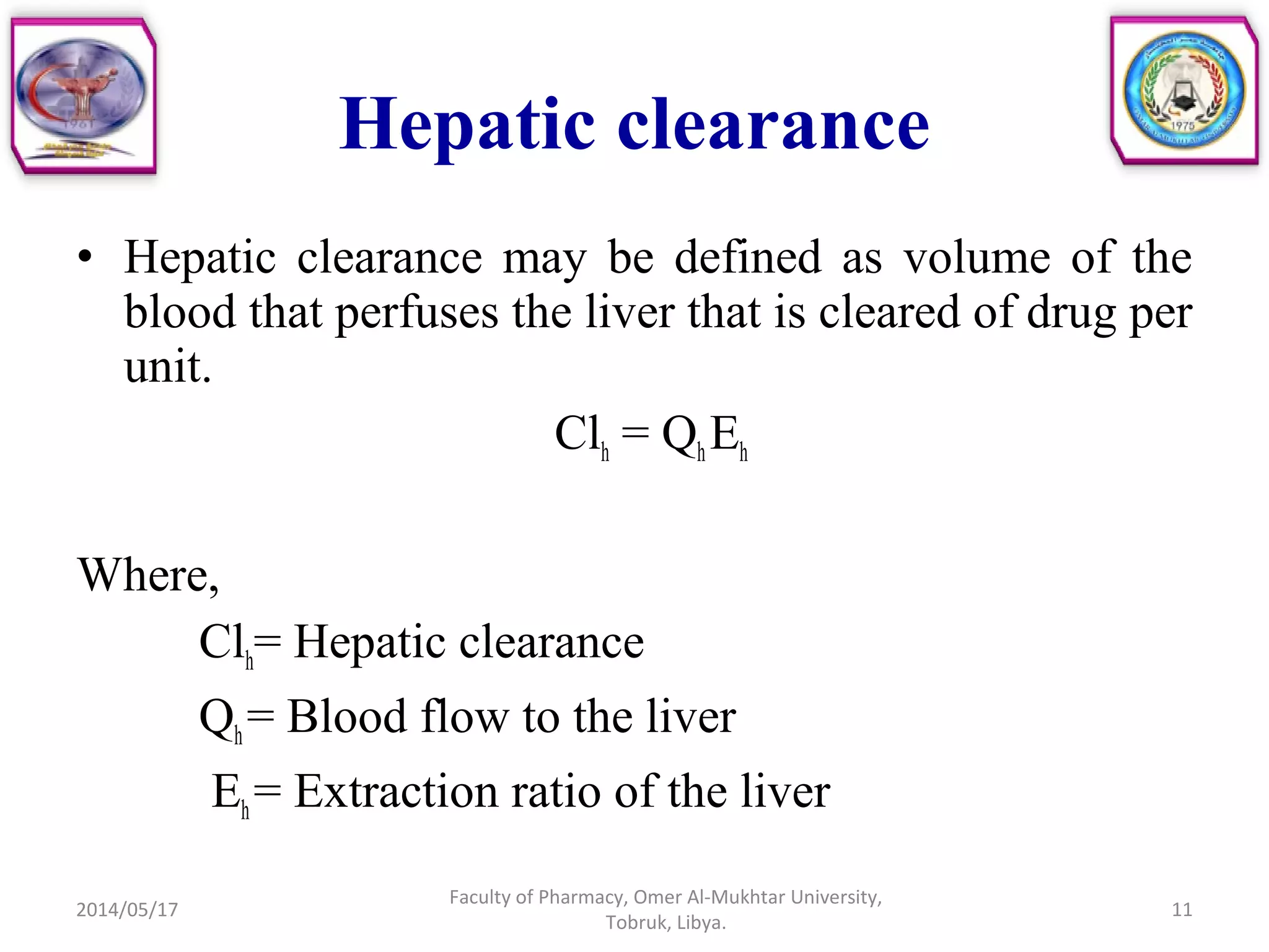 Hepatic clearance and elimination | PPT