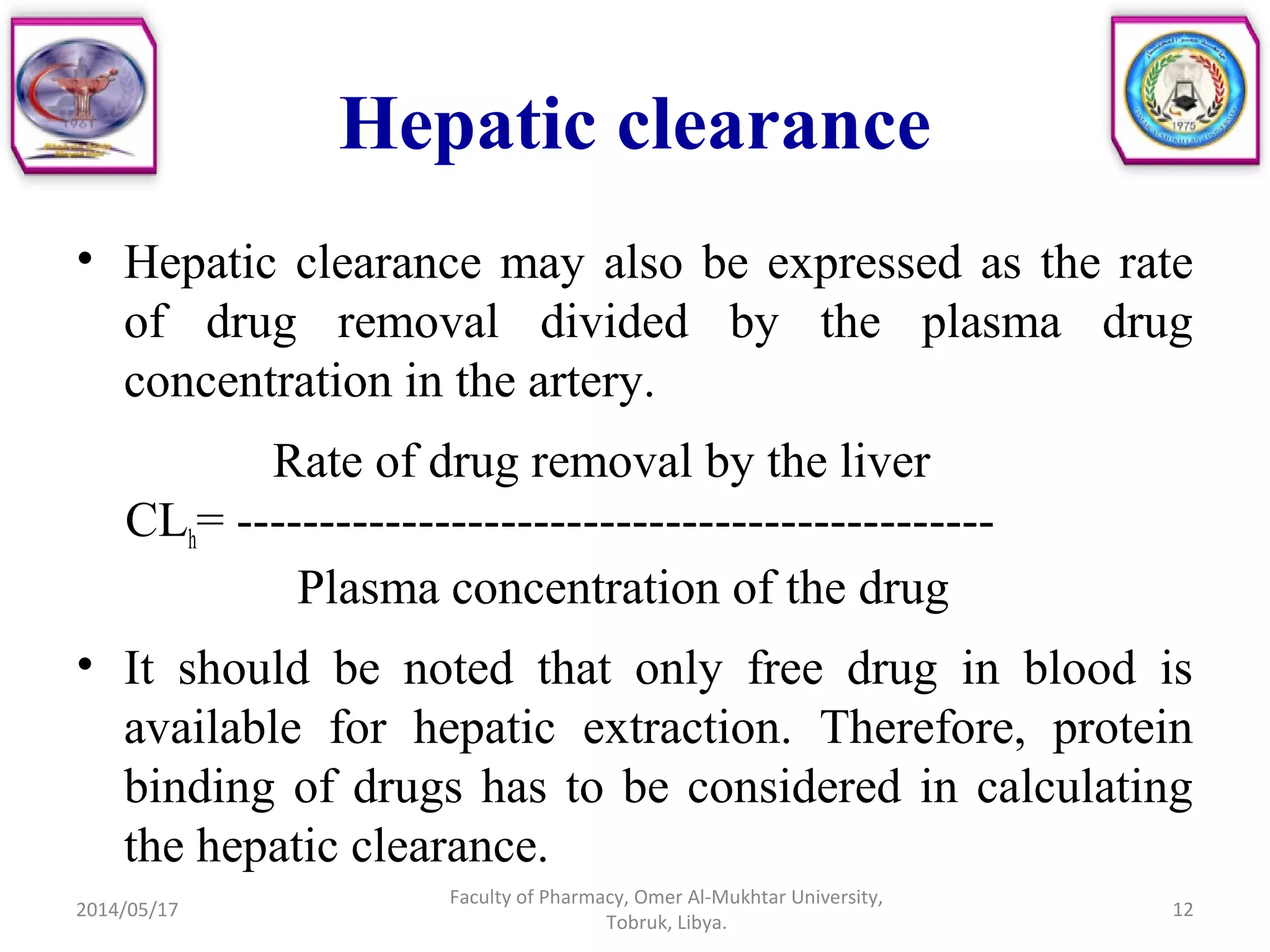Hepatic clearance and elimination | PPT