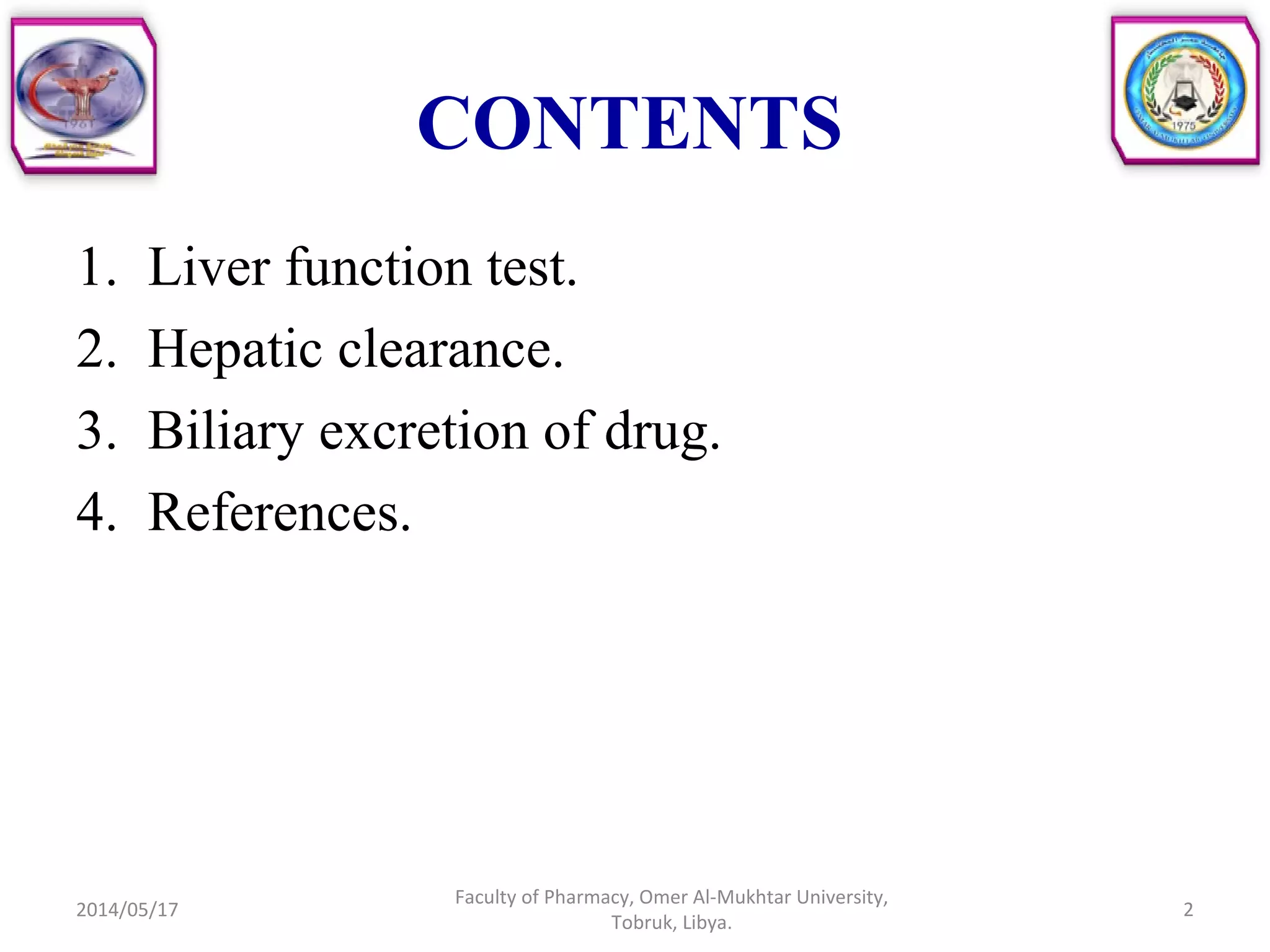 Hepatic clearance and elimination | PPT