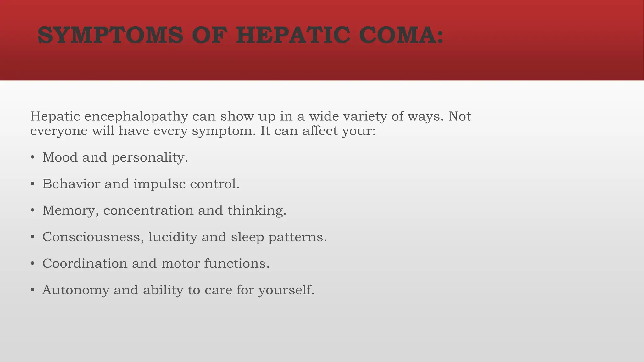Hepatic coma : liver disease the loss of brain function when a damaged ...