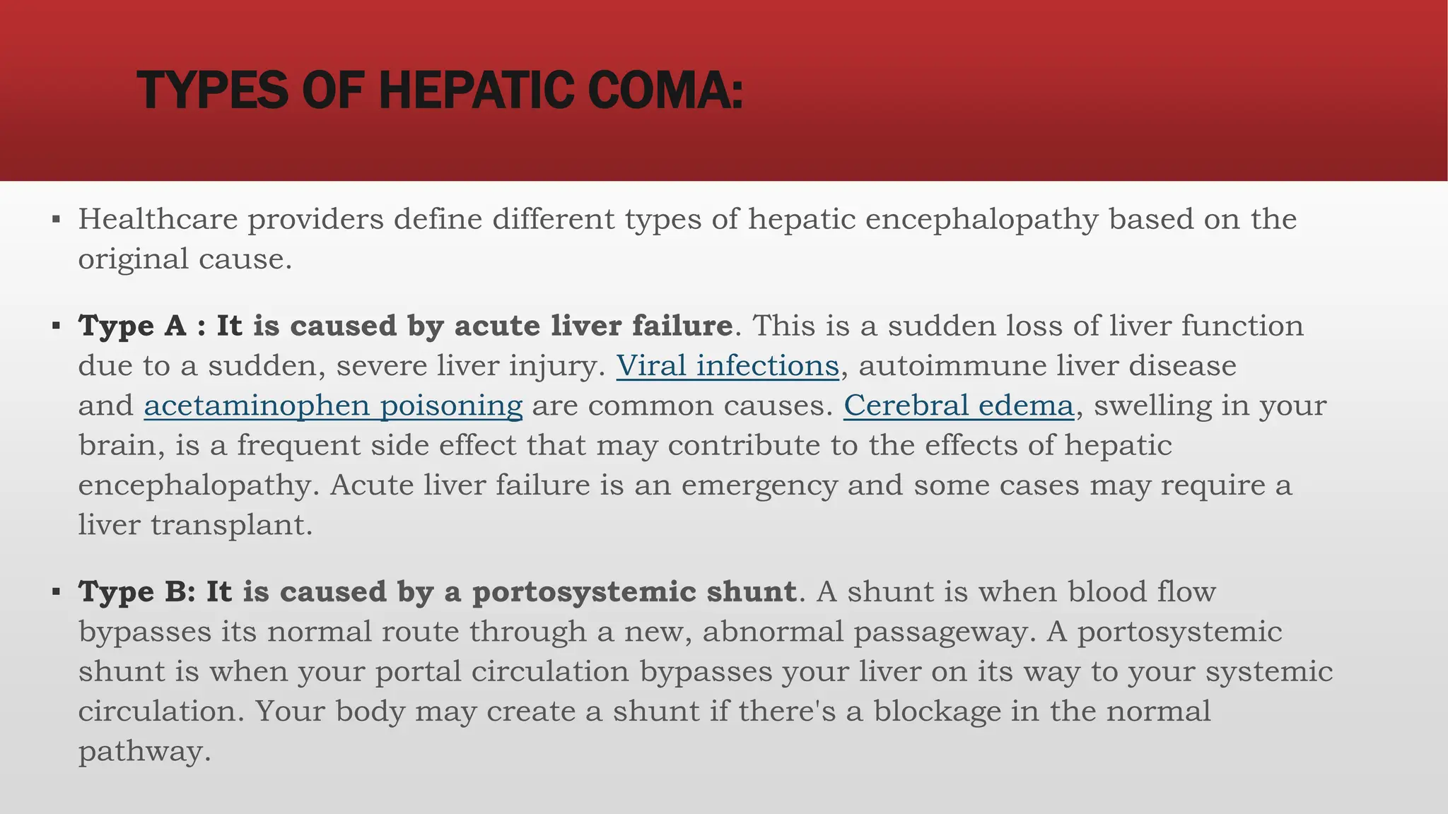 Hepatic coma : liver disease the loss of brain function when a damaged liver doesn't remove ...