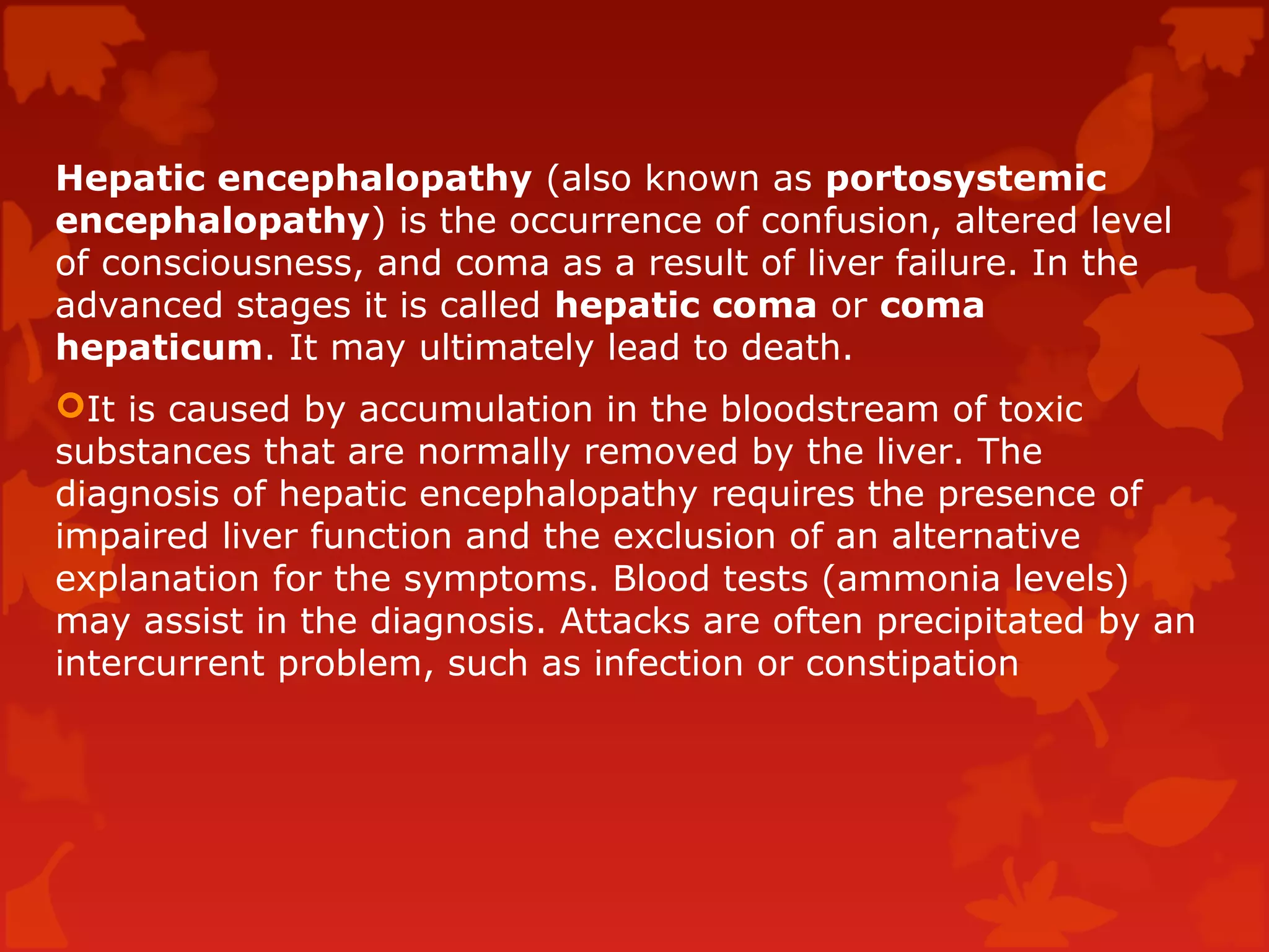 Hepatic encephalopathy | PPT