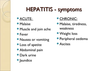 Hepatitis | PPT | Infectious Diseases | Diseases and Conditions