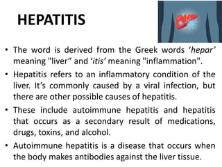 Hepatitis, alcohol liver disease | PPTX