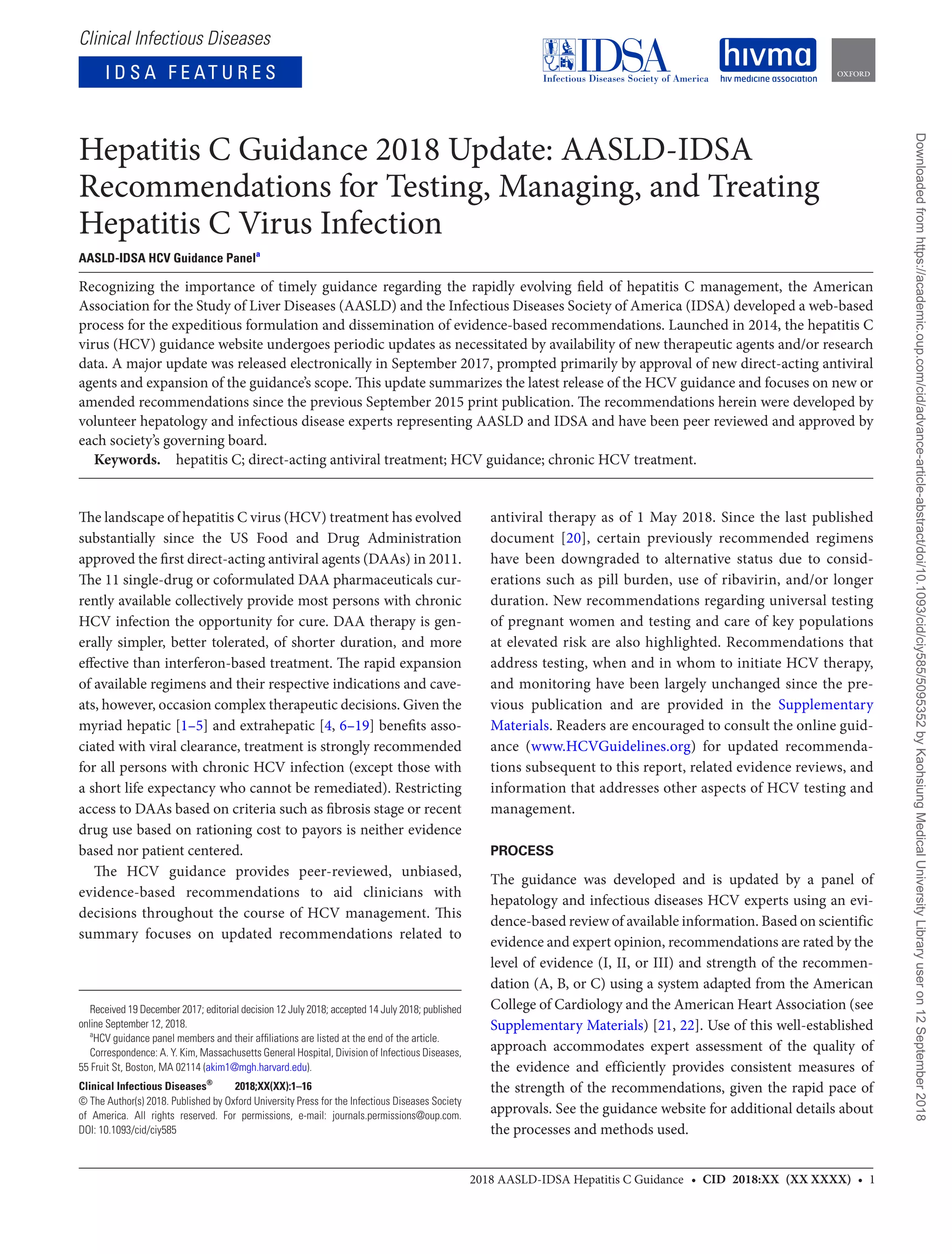 Hepatitis c guidance 2018 update aasld idsa recommendations for testing ...