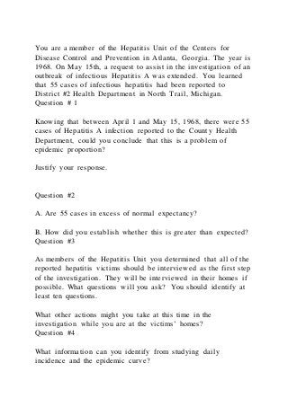 HEPATITIS OUTBREAK INVESTIGATION (Case Study #1)SEE | DOCX