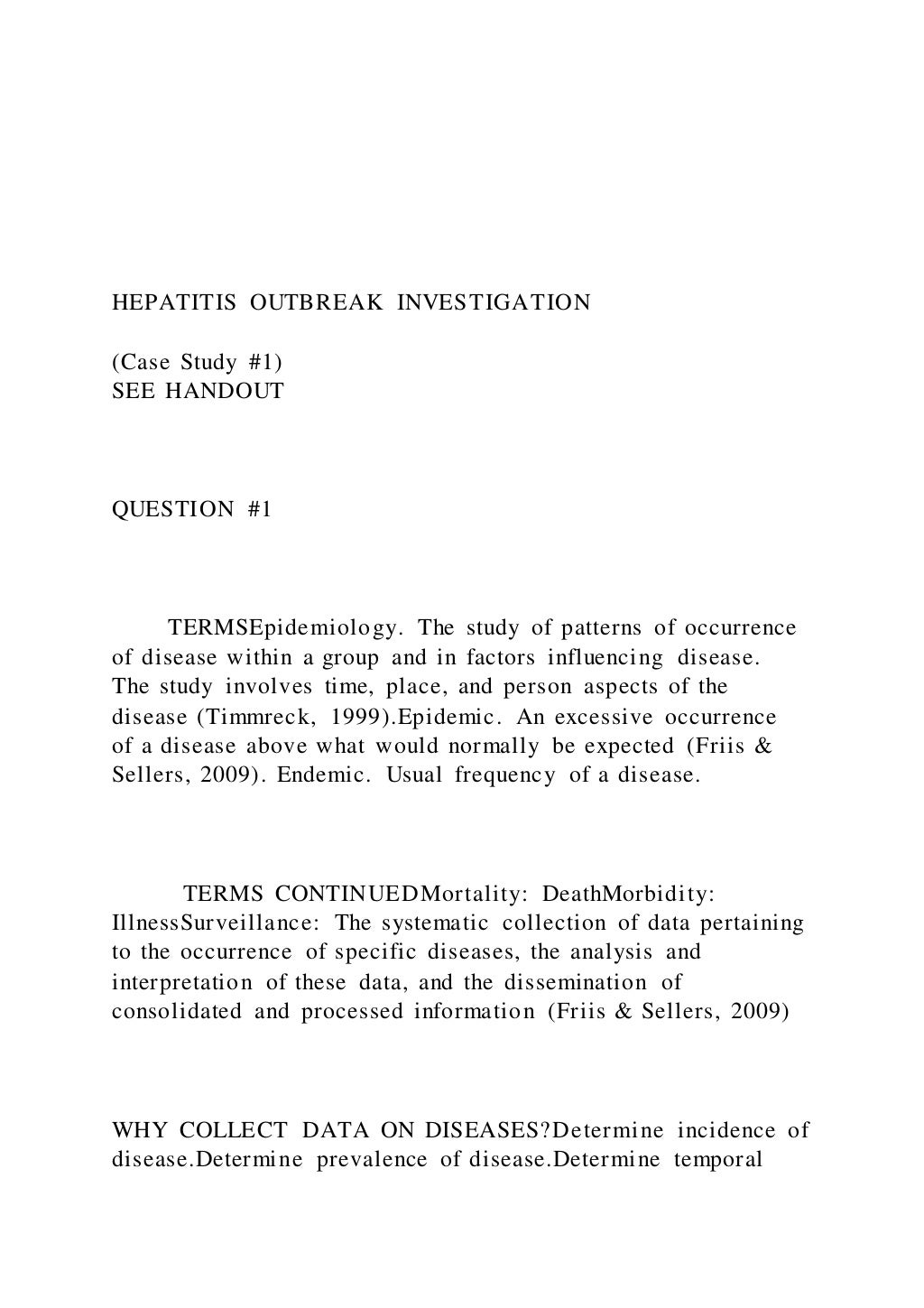 HEPATITIS OUTBREAK INVESTIGATION (Case Study #1)SEE | DOCX