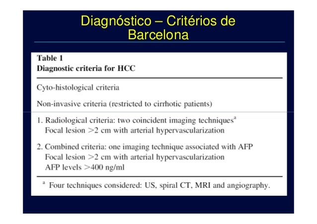 Hepatocarcinoma critérios de milão e barcelona