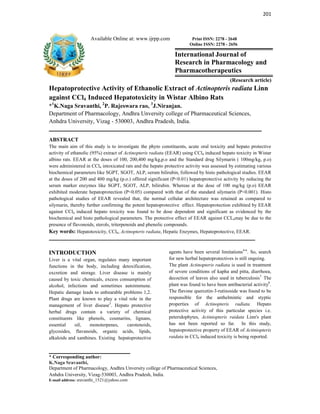 Hepatoprotective activity of actinopteris radiata linn | PDF