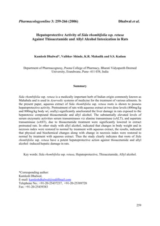 Hepatoprotective activity of sida | PDF