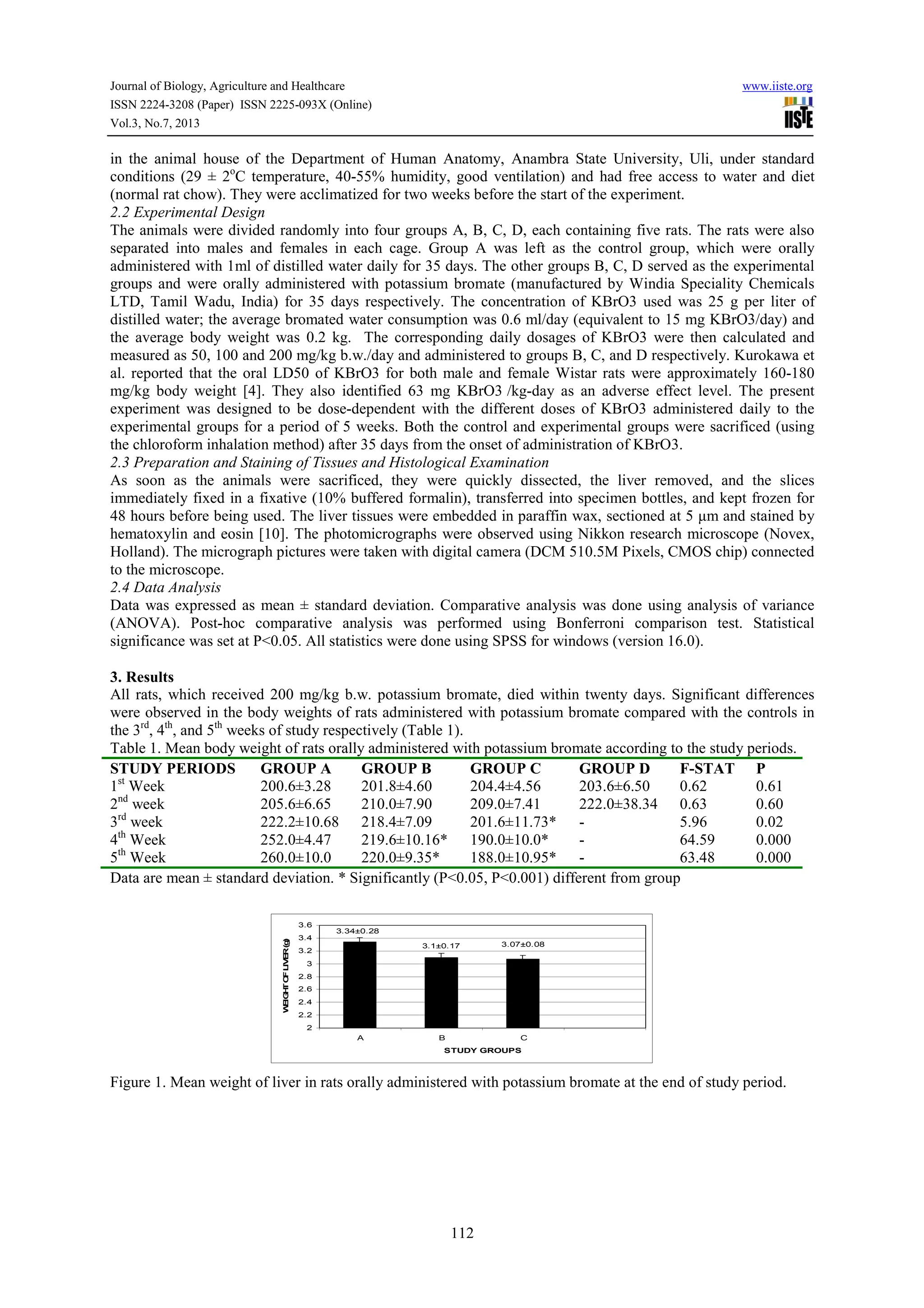 Hepatotoxic effects of potassium bromate on adult wistar rats | PDF
