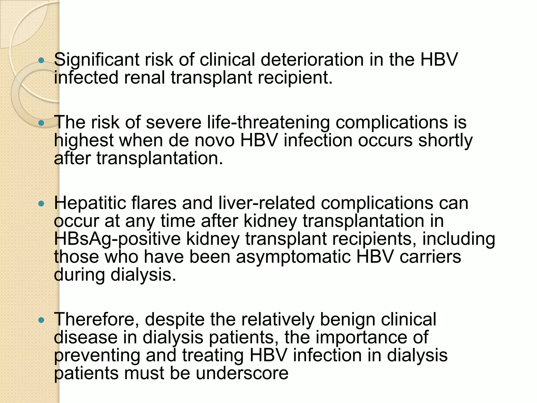 Hepatitis B in Dialysis and Transplantation | PPSX