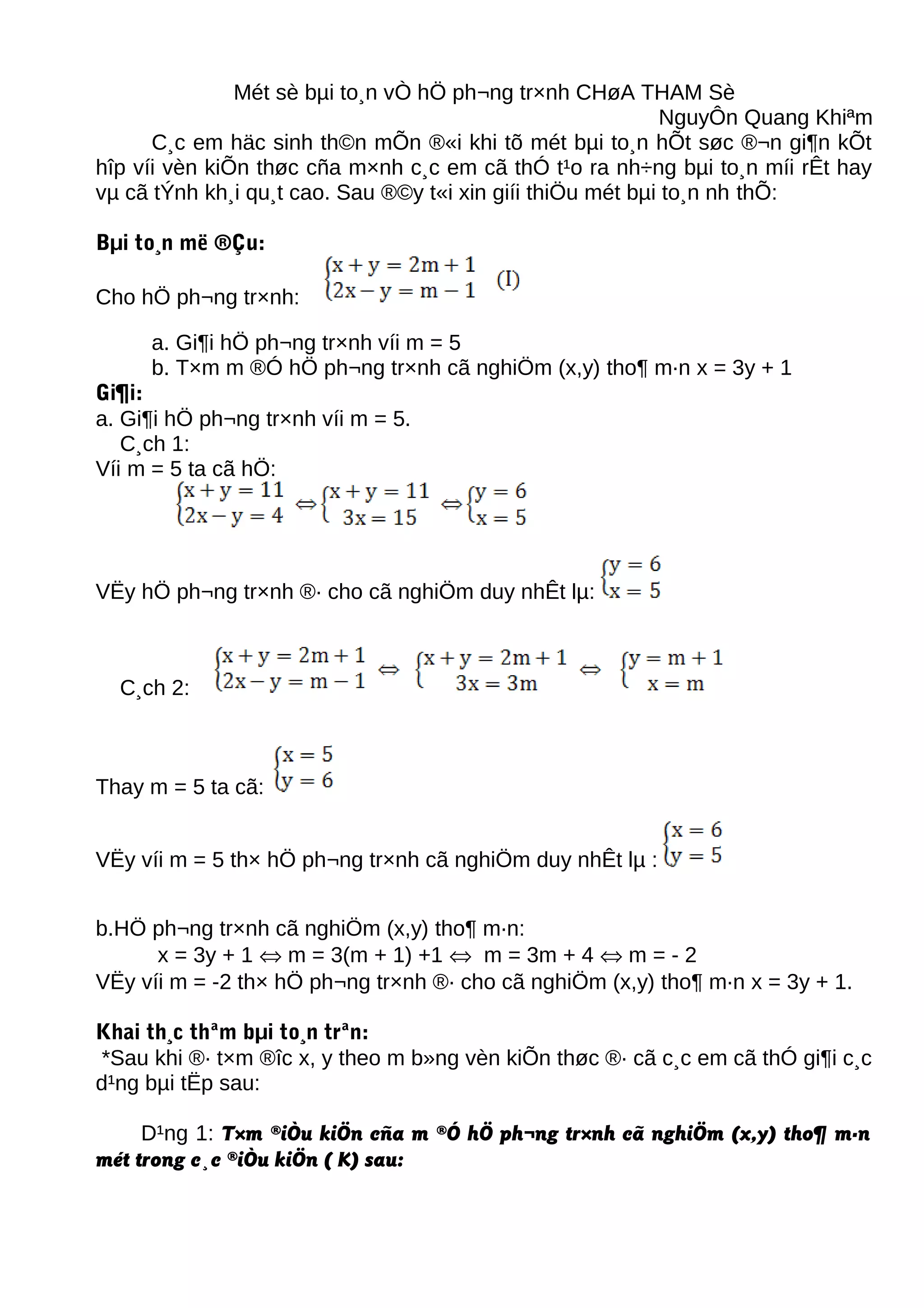 He phuong trinh chua tham so | PDF