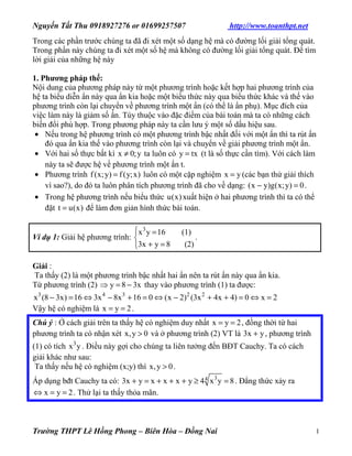 Hệ phương trình với phương pháp thế | PDF