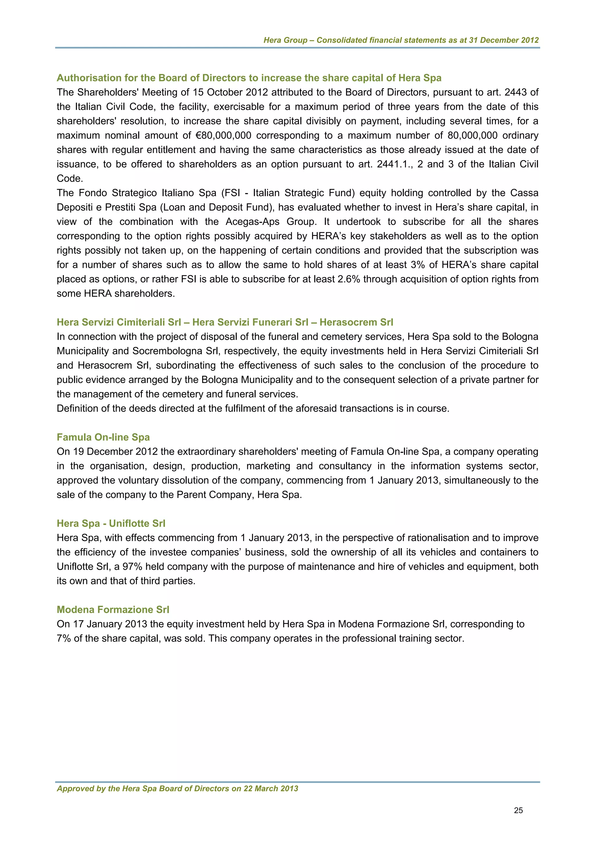 Hera Group consolidated annual report 2012 | PDF