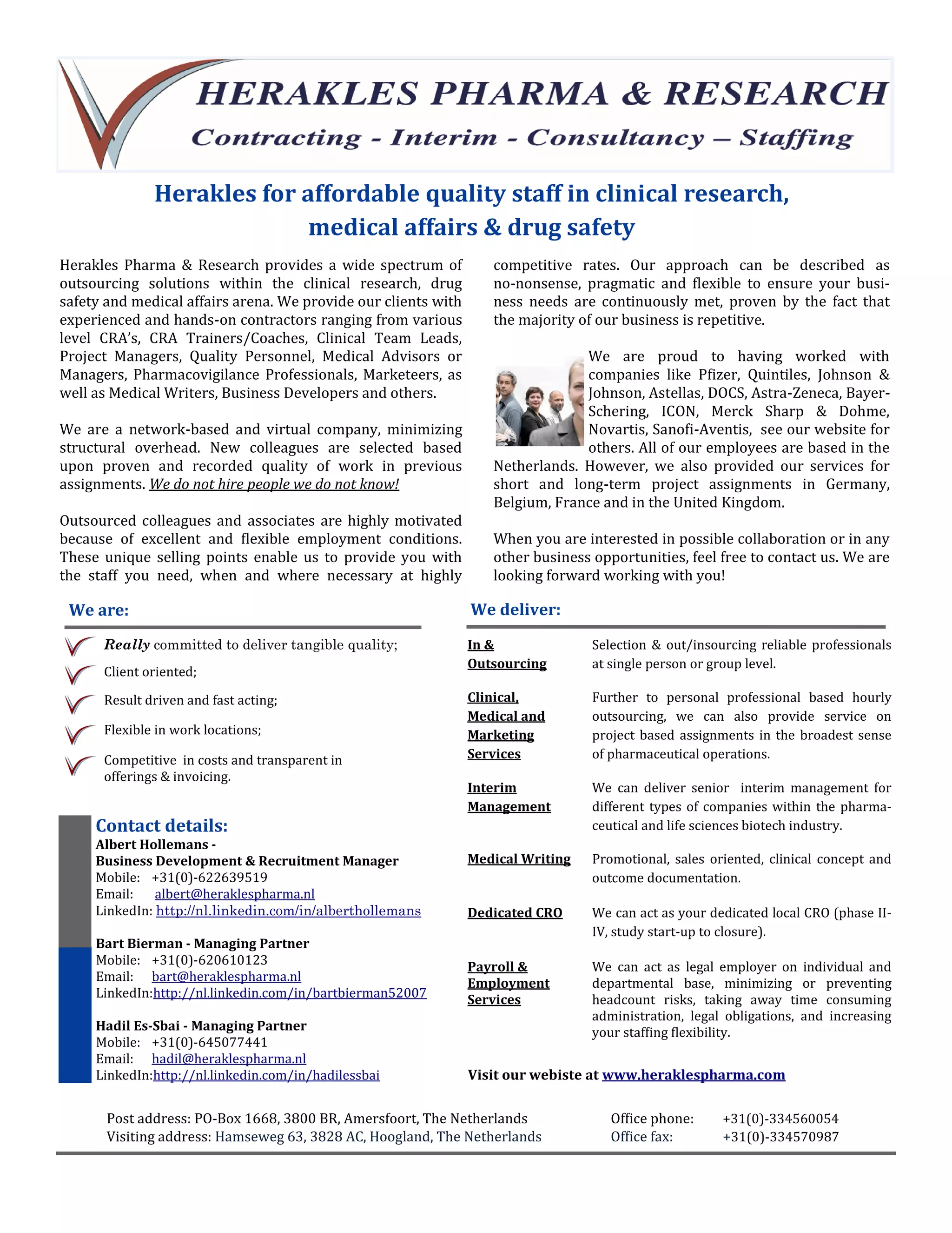 Herakles pharma & research 1 pager brochure | PDF