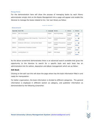 Herat University Library Management System English User Manual | PDF