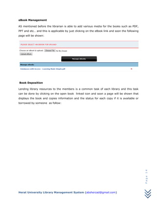 Herat University Library Management System English User Manual | PDF