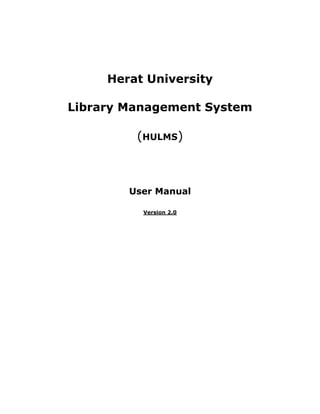 Herat University Library Management System English User Manual | PDF